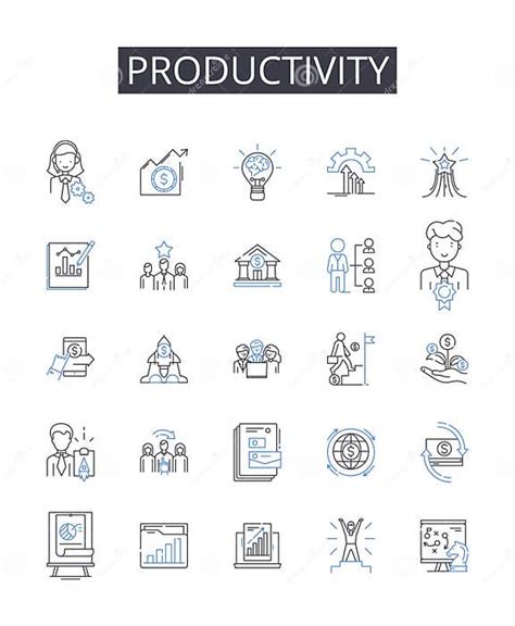 Productivity Line Icons Collection Efficiency Efficacy Effectiveness Performance
