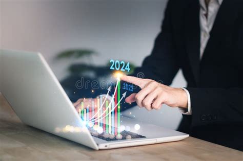 Business Growing In 2024 Businessman Hand Typing Notebook Laptop Stock Image Image Of