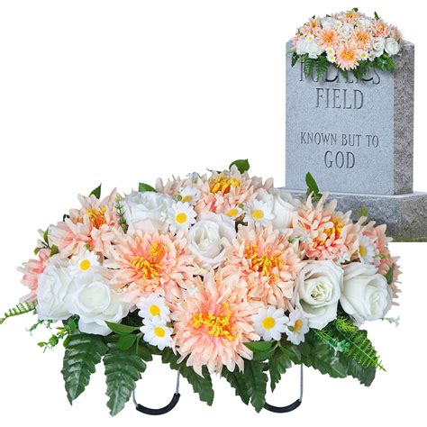 Artificial Cemetery Flower Saddle Outdoor Memorial Grave Flowers Rose