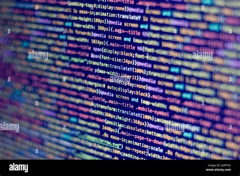 Code background. Web programming language written by the developer. HTML, CSS, javascript and ...