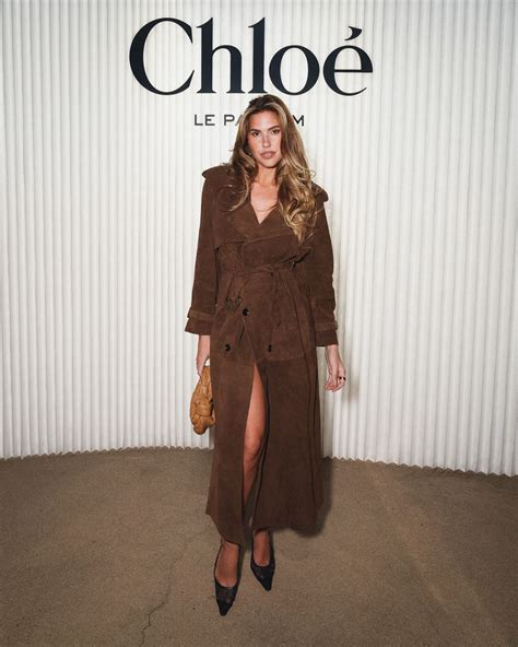 Kara Del Toro Wears Chocolate Suede Trench At Chloe Parfum Launch