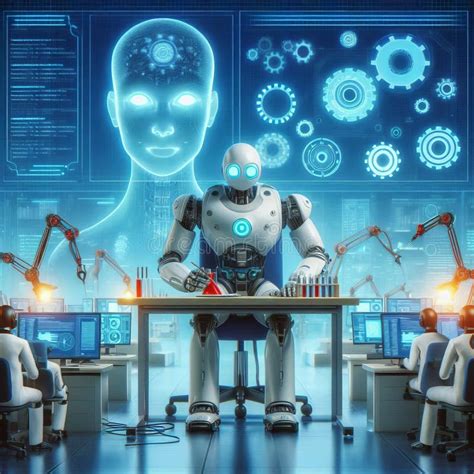 Robots Conduct Tests In Lab Environments Symbolizing Automated T Stock
