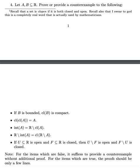 solved 4 let a b⊆r prove or provide a counterexample to