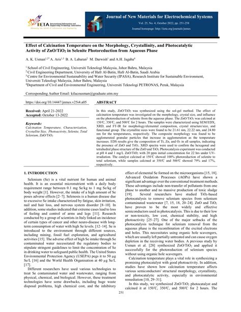 Pdf Effect Of Calcination Temperature On The Morphology Crystallinity And Photocatalytic