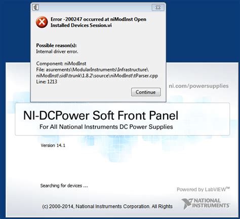 ni dc power soft front panel error 200247 ni community