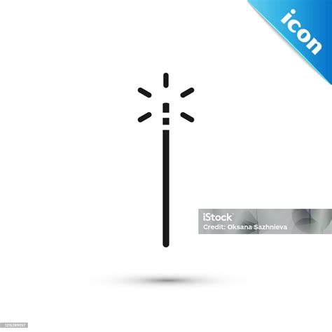 흰색 배경에 격리 된 회색 매직 지팡이 아이콘입니다 스타 모양 마법 액세서리입니다 마법의 힘 벡터 일러스트레이션 개념에 대한