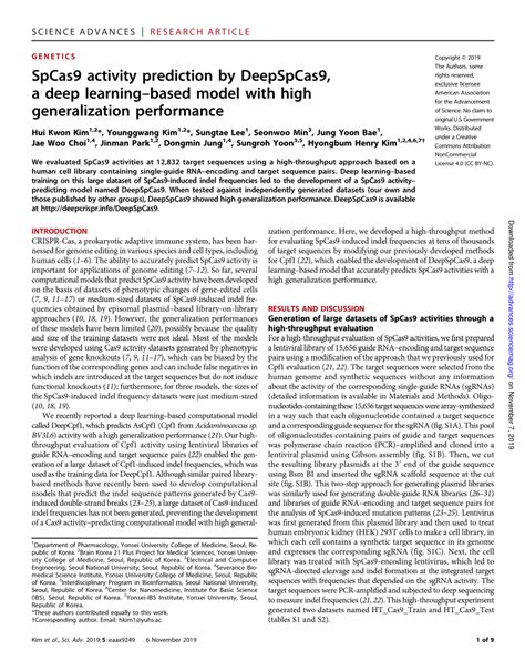 Pdf Spcas9 Activity Prediction By Deepspcas9 A Deep Learning Based Model With High
