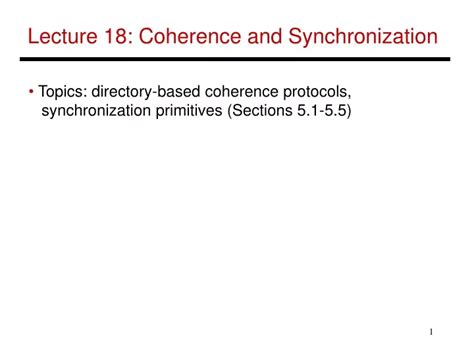 Ppt Lecture 18 Coherence And Synchronization Powerpoint Presentation