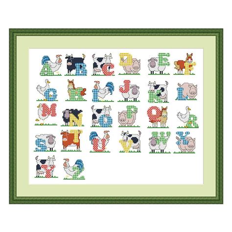 Farm Animals Abc Counted Cross Stitch Pattern Pdf Alphabet Letters