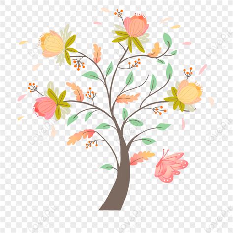 우아한 수채화 꽃 일러스트 잔디 나비 일러스트잎가을상징 Png 일러스트 무료 다운로드 Lovepik