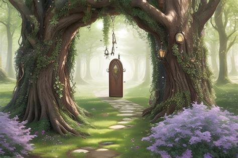 Premium AI Image Fantasy With Enchanting Tree Backgrounds