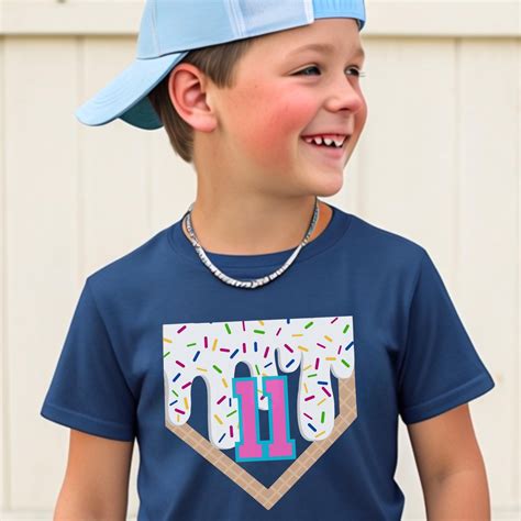 11th Birthday Shirt Baseball Drip Baseball Birthday Shirt Ice Cream