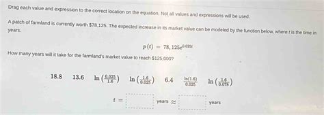 solved drag each value and expression to the correct location on the