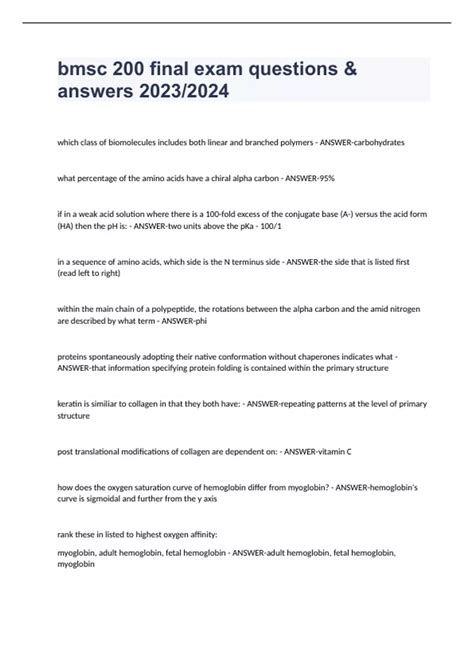 Bmsc Final Exam Questions Answers Bmsc Stuvia US