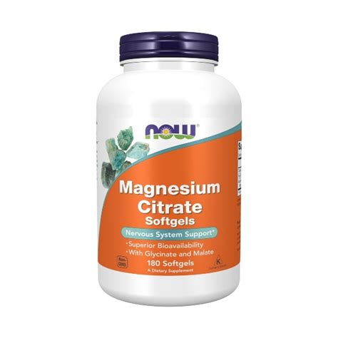 NOW Magnesium Citrate 400mg, 180 softgels - Mundo Verde HN