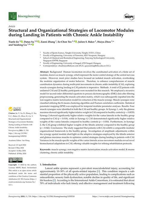 Pdf Structural And Organizational Strategies Of Locomotor Modules During Landing In Patients