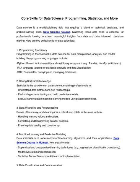 Ppt Core Skills For Data Science Programming Statistics And More
