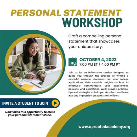 PERSONAL STATEMENT WORKSHOP College Application Personal Statement Student Guide