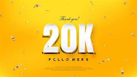밝은 노란색 배경에 20k 추종자에게 감사드립니다 3차원 형태에 대한 스톡 벡터 아트 및 기타 이미지 3차원 형태 Number 1000 감사합니다 Istock