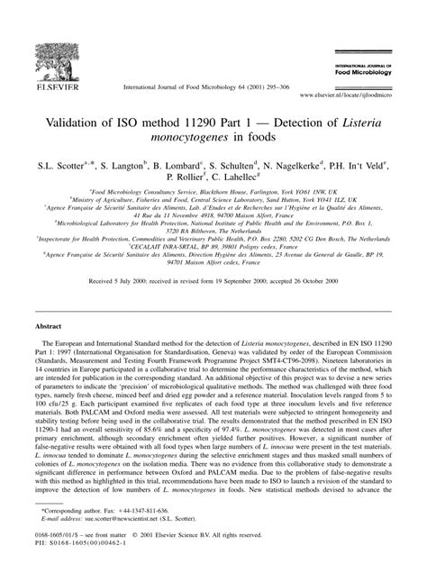 Pdf Validation Of Iso Method 11290