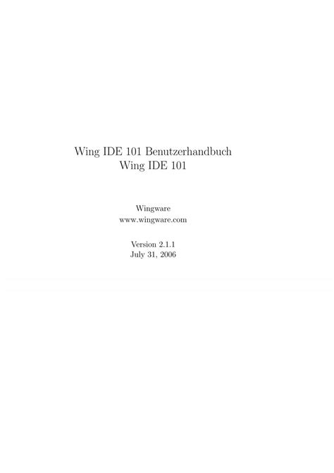 Wing Ide 101 Benutzerhandbuch Wingware Python Ide
