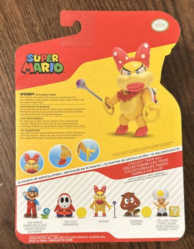 Super Mario Bros Wendy Koopa 4 Action Figure With Magic Wand Nintendo