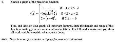 solved 4 sketch a graph of the piecewise function 1 1 if 4