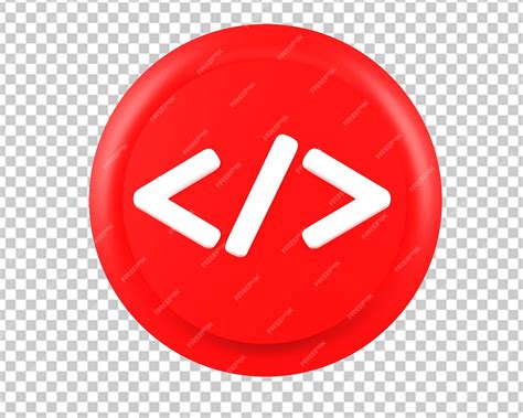 Premium Psd Html Code Red Button Icon 3d Render