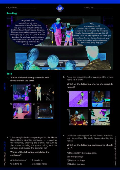 8 Sınıf İngilizce Readingandwriting Çalışma Kağıdı Derslig