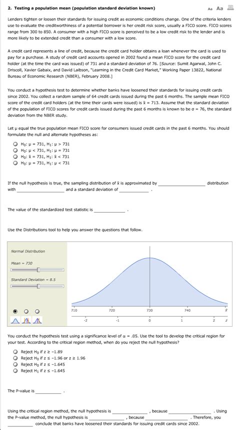 Solved Testing A Population Mean Population Standard