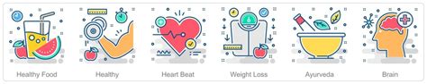 Premium Vector A Set Of 6 Medical Icons As Healthy Food Healthy Heart