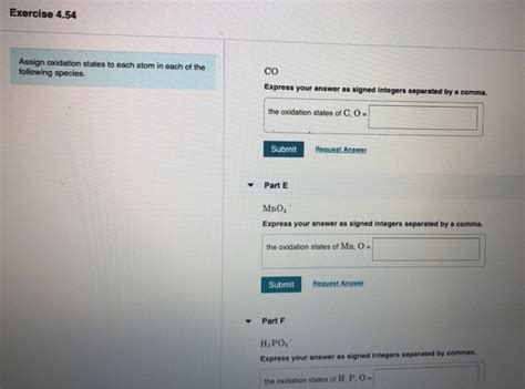 Solved Exercise Assign Oxidation States To Each Atom In Chegg