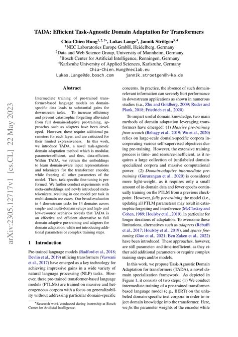 Pdf Tada Efficient Task Agnostic Domain Adaptation For Transformers
