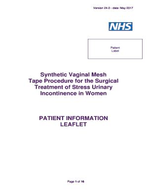 Fillable Online Synthetic Vaginal Mesh Fax Email Print Pdffiller