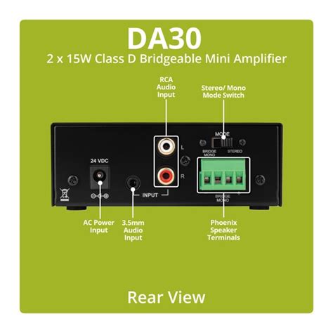 Dayton Audio Da30 2 X 15w Class D Bridgeable Mini Amplifier