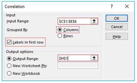 how to calculate correlation coefficient in excel