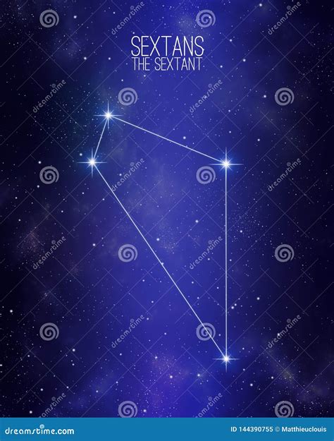Sextans The Sextant Constellation Map On A Starry Space Background