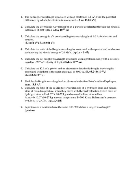 De Broglies Wavelength Pdf