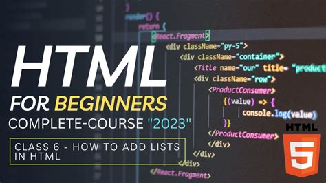 How To Add Lists In HTML HTML Complete Course Class YouTube