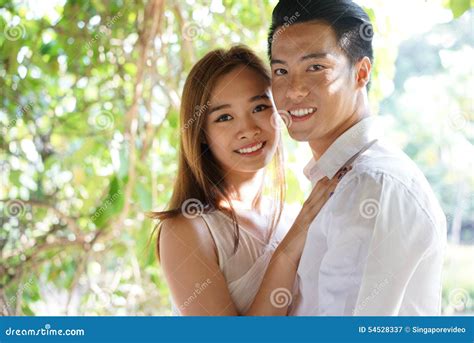 Close Up Of Asian Couple In Love Outdoors Stock Image Image Of Female Adult