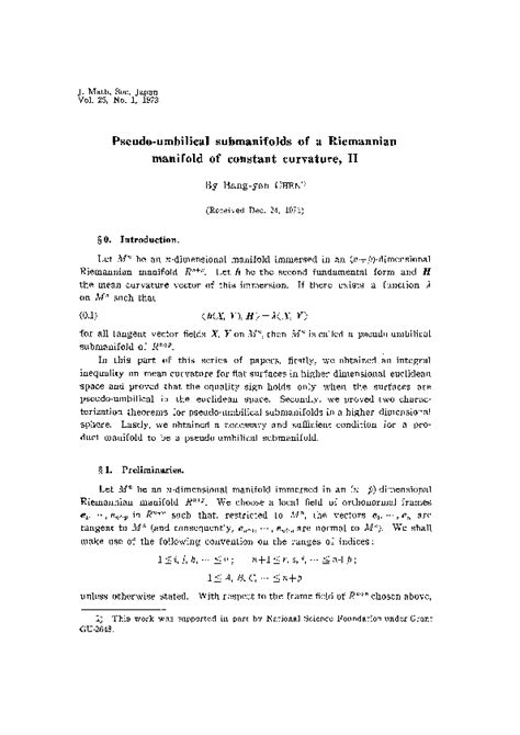 Pdf Pseudo Umbilical Submanifolds Of A Riemannian Manifold Of Constant Curvature Ii