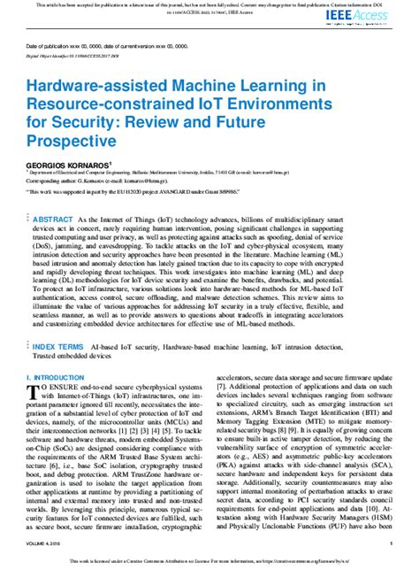 Pdf Hardware Assisted Machine Learning In Resource Constrained Iot Environments For Security