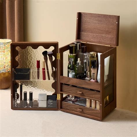 Large Wooden Makeup Organizers For Women High Capacity Visualization