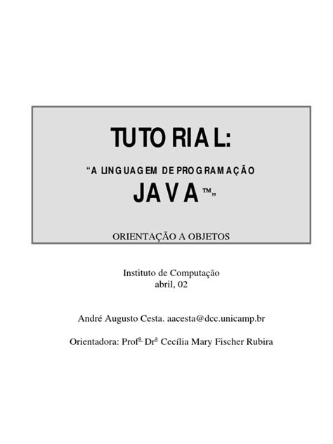 A Linguagem De Programacao Java Pdf Classe Programação De Computadores Linguagem De