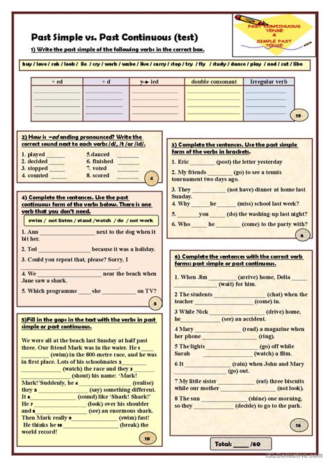 Past Simple Vs Past Continuou English Esl Worksheets Pdf And Doc