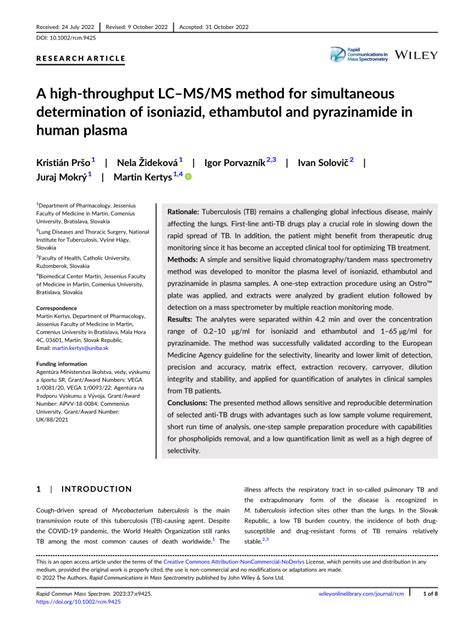 Pdf A High‐throughput Lc‐msms Method For Simultaneous Determination