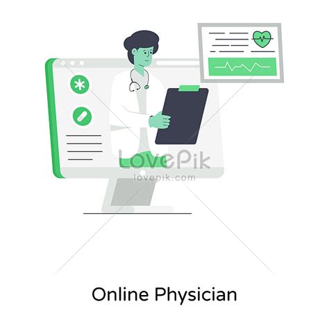 온라인 의사의 평평한 그림 일러스트 무료 다운로드 Lovepik