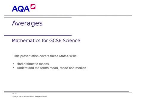 Mean Median Mode Ppt 68869 Aqa Science Gcse Tg 2b2f Mmpptx