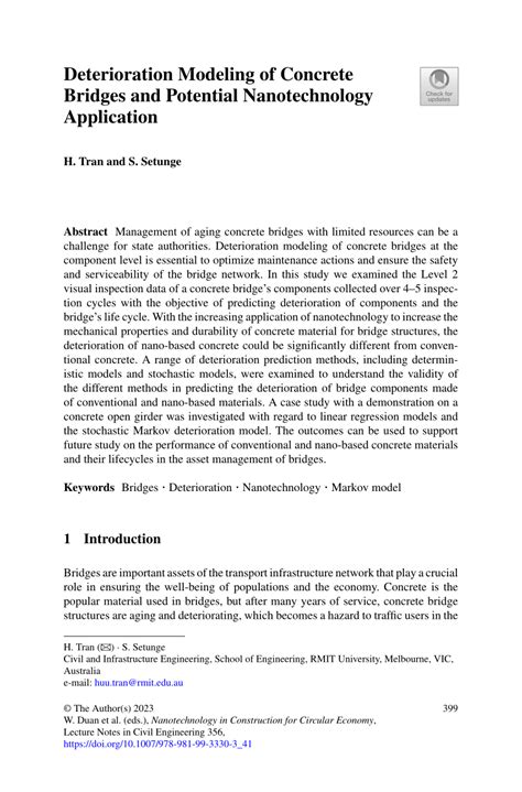 Pdf Deterioration Modeling Of Concrete Bridges And Potential Nanotechnology Application