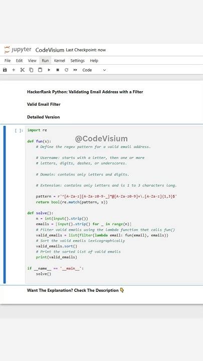 Valid Email Filter Detailed Version Python Hackerrank Regex